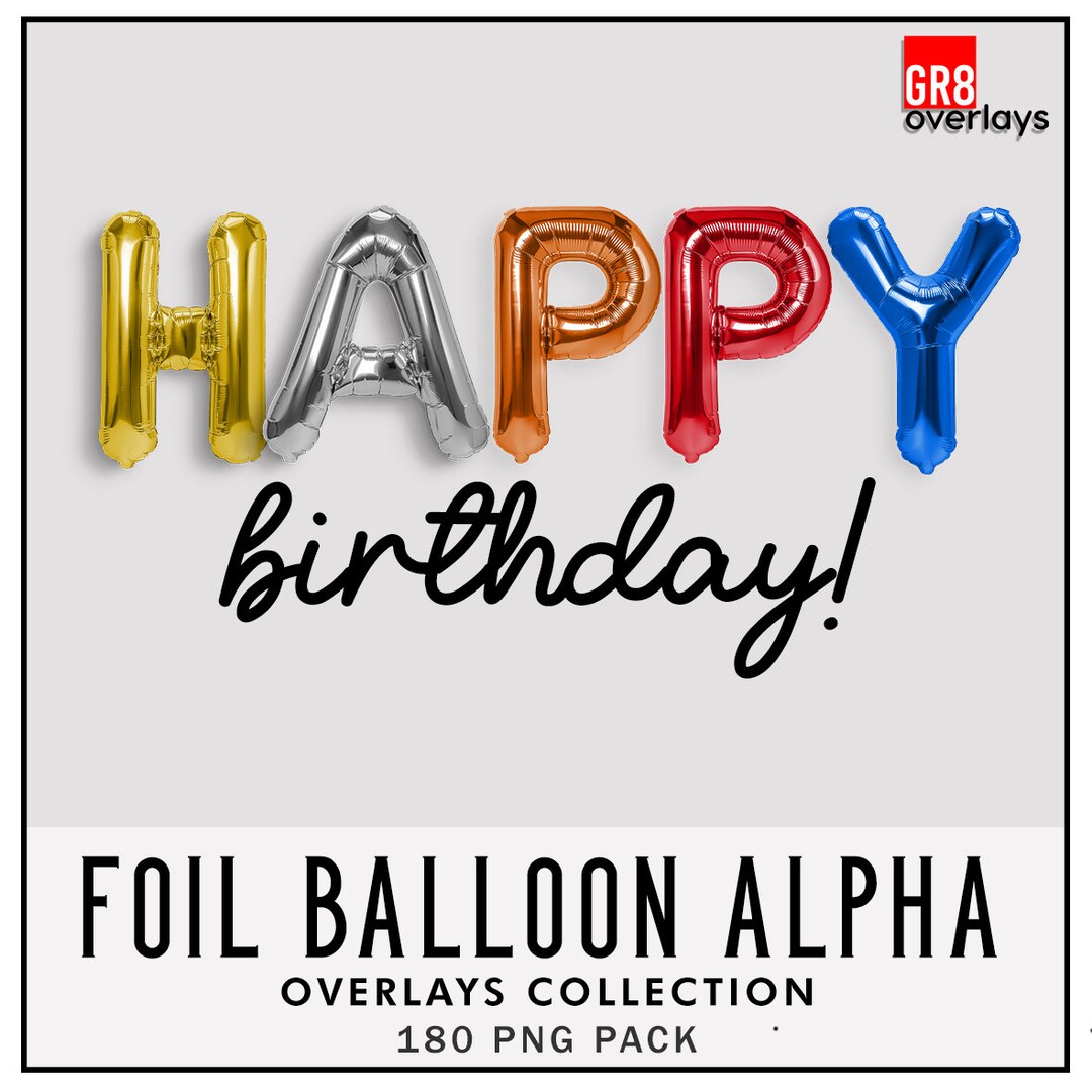 FOIL BALLOON Alphabet Digital Overlays. Photoshop Overlays, PNG, Silver ...