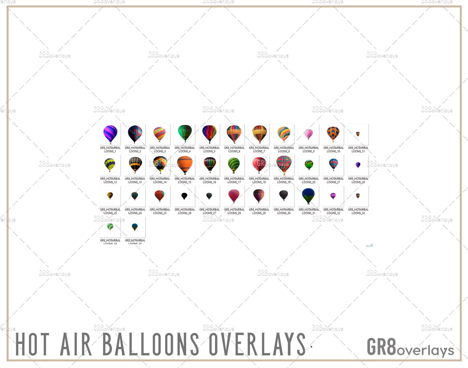 AIR BALLOONS Overlays PNG Balloons Hot Air Ballons - Etsy