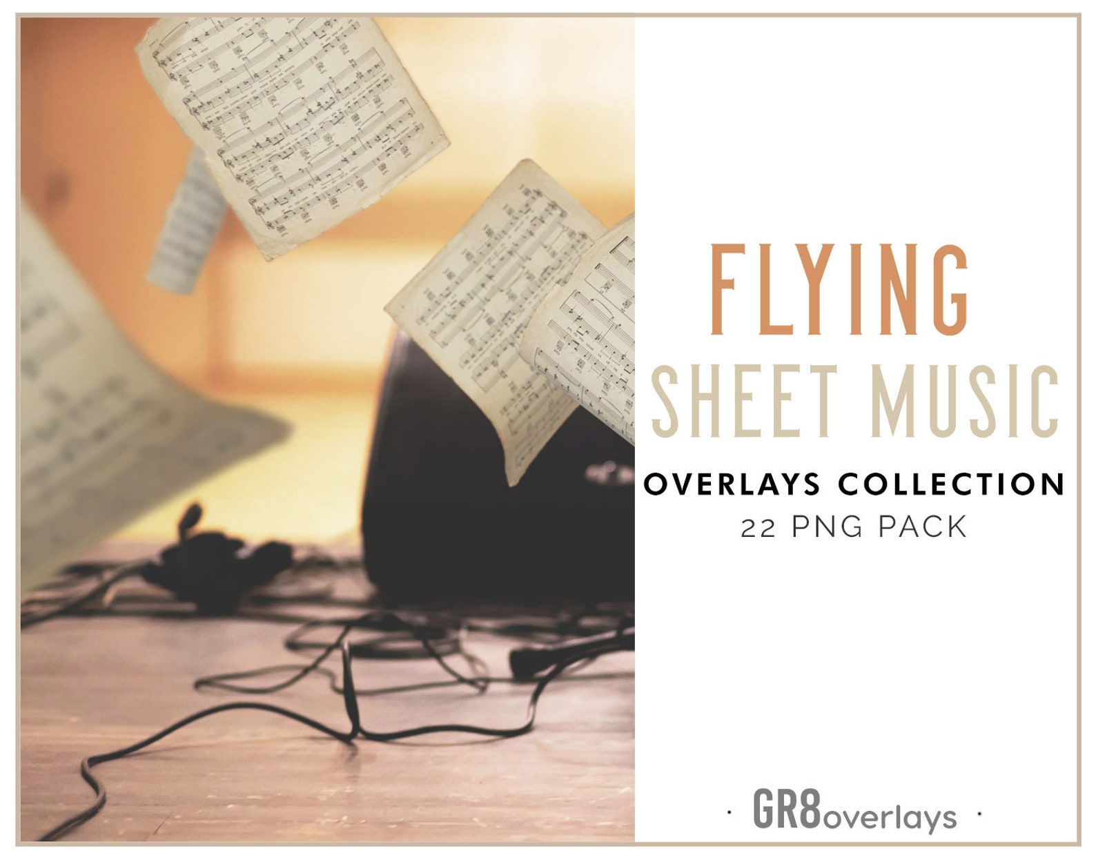 SHEET MUSIC Overlays PNG Flying Sheet Music Photoshop - Etsy