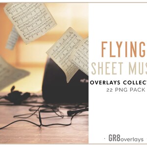SHEET MUSIC Overlays, PNG, Flying Sheet Music, Photoshop Overlays ...