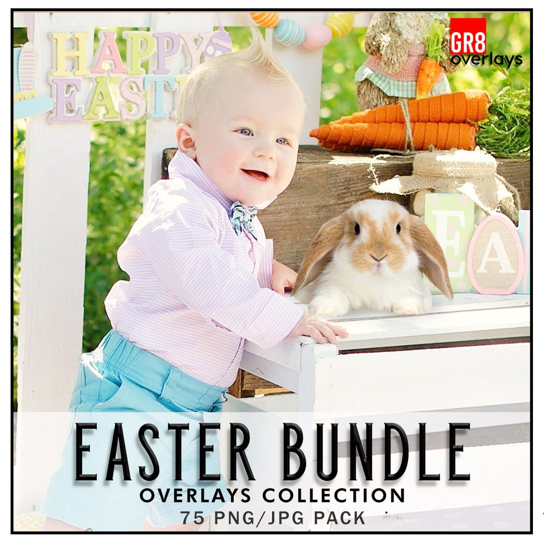 75 EASTER BUNDLE Overlays, Confetti, Bubbles, Photo Effects, Spring ...