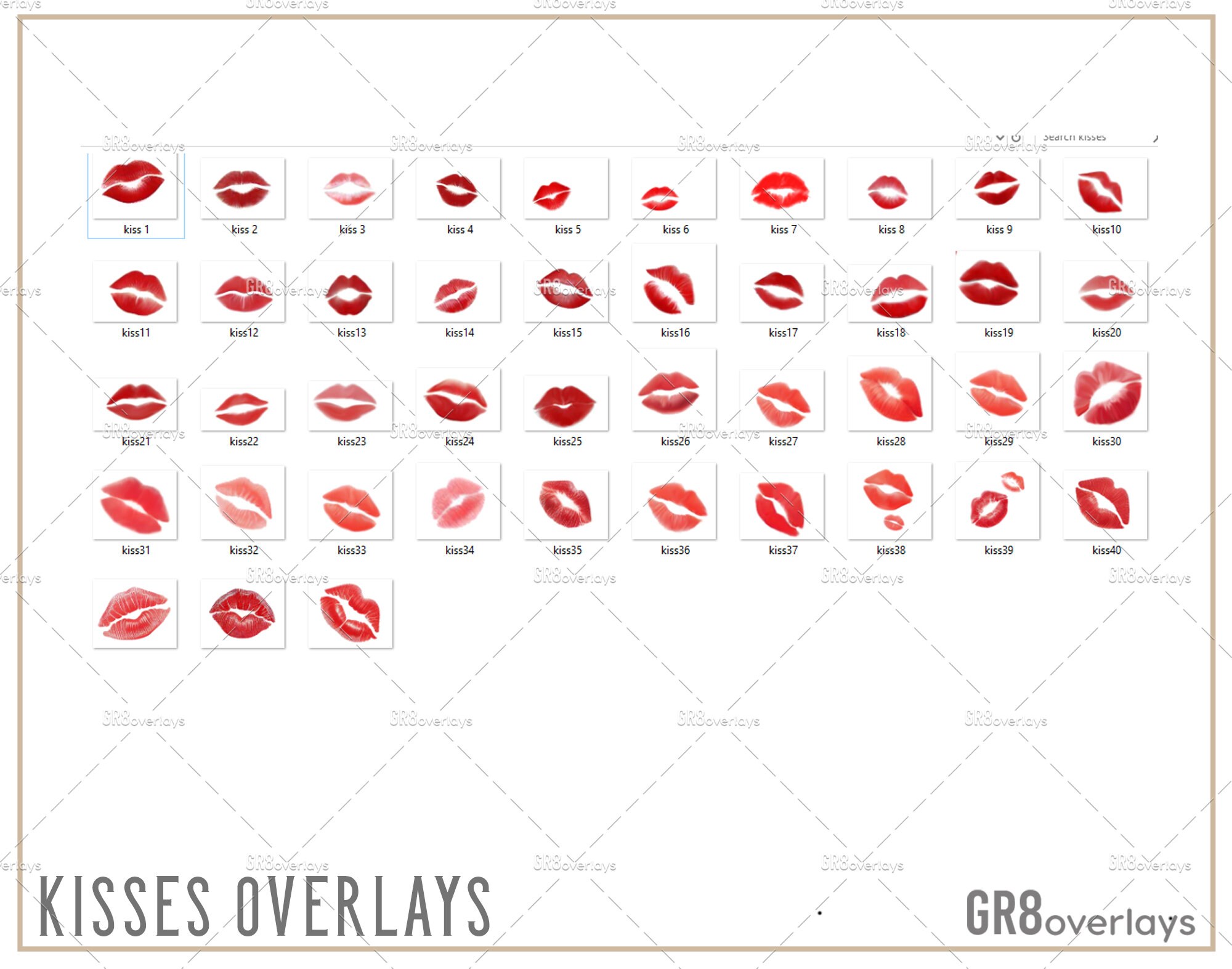 40 KISSES Photoshop Overlays, PNG Files, Photo Overlays, Photoshop ...
