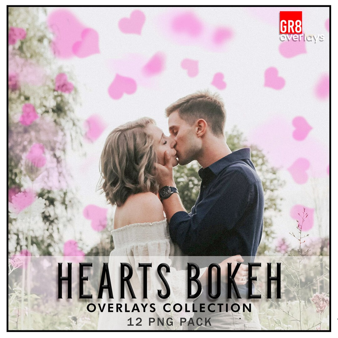 HEARTS BOKEH OVERLAYS, Bokeh Lights Effect, Photo Overlays, Photoshop ...