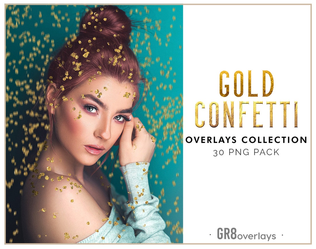 30 GOLD CONFETTI Overlays, Glitter Overlay, Falling Confetti Overlay ...