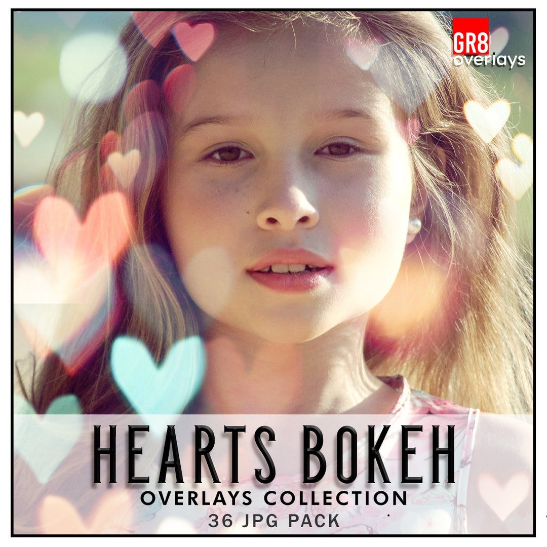 HEARTS BOKEH Overlays, Bokeh Lights Effect, Photo Overlays, Photoshop ...