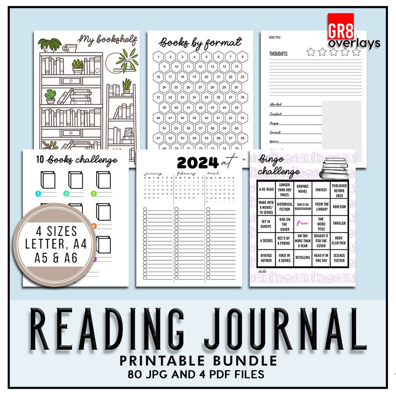 Printable Reading Journal, Reading Planner, PDF Book Tracker, Book ...