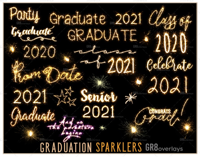 GRADUATION SPARKLERS OVERLAYS, Photoshop Overlays, Photo Overlays ...