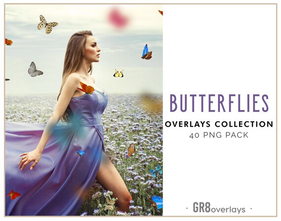 BUTTERFLIES OVERLAYS PNG Butterfly Outdoor Overlays - Etsy
