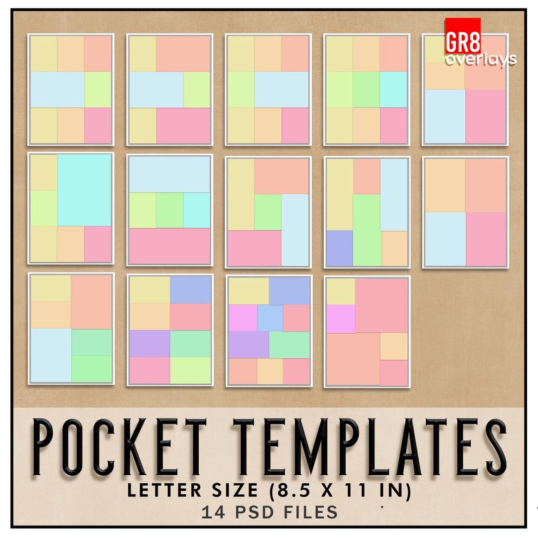 POCKET TEMPLATES, Letter Size, Scrapbook, Project Life, Pocket ...