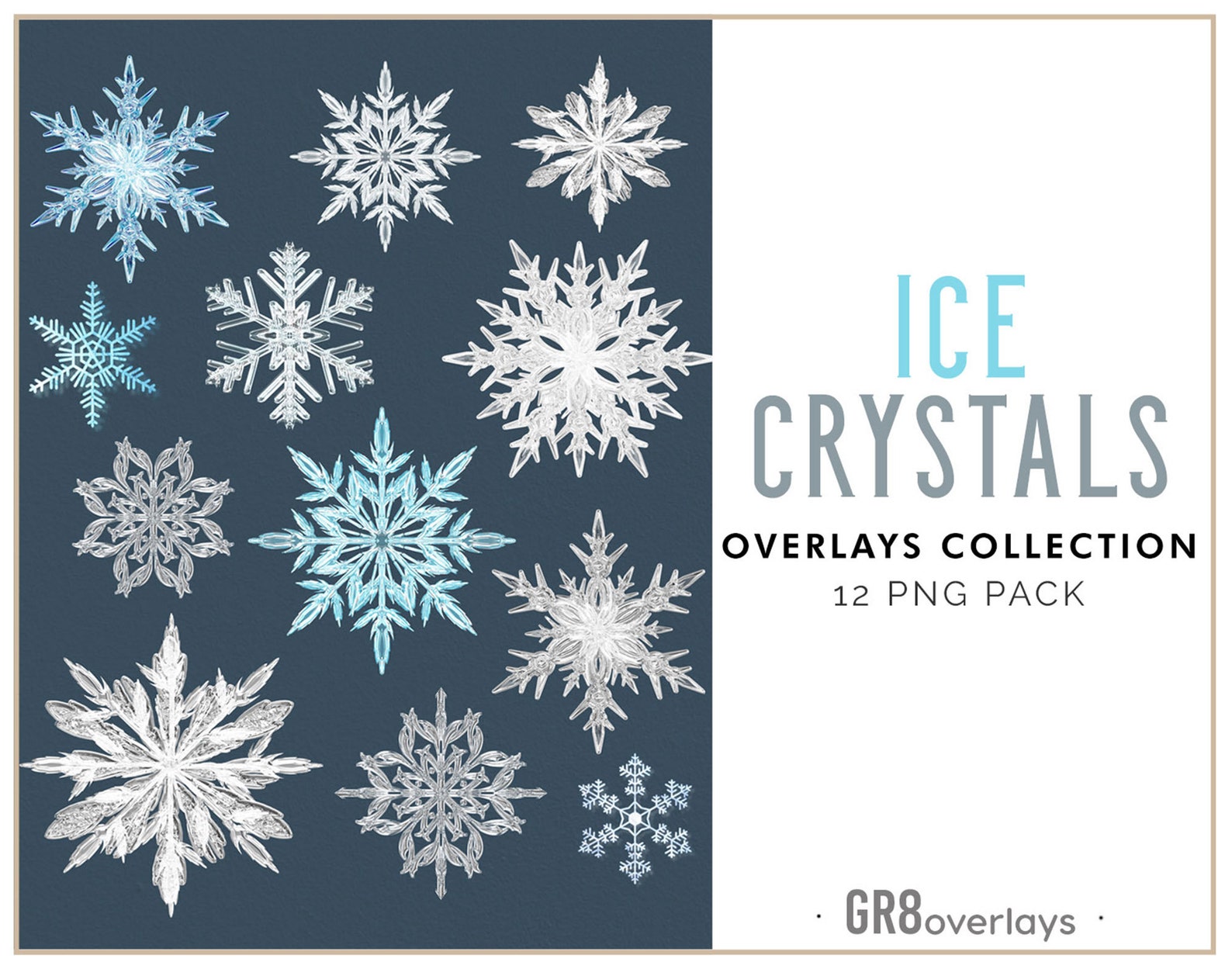 ICE CRYSTALS Overlays PNG Snow Winter Overlays Photoshop | Etsy