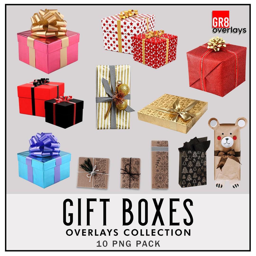 10 GIFT BOXES, Photoshop Overlays, PNG Files, Photo Overlays, Photoshop ...