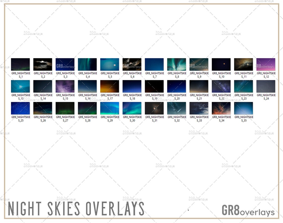 35 NIGHT SKIES OVERLAYS, Skies Overlays, Aurora Borealis, Northern ...