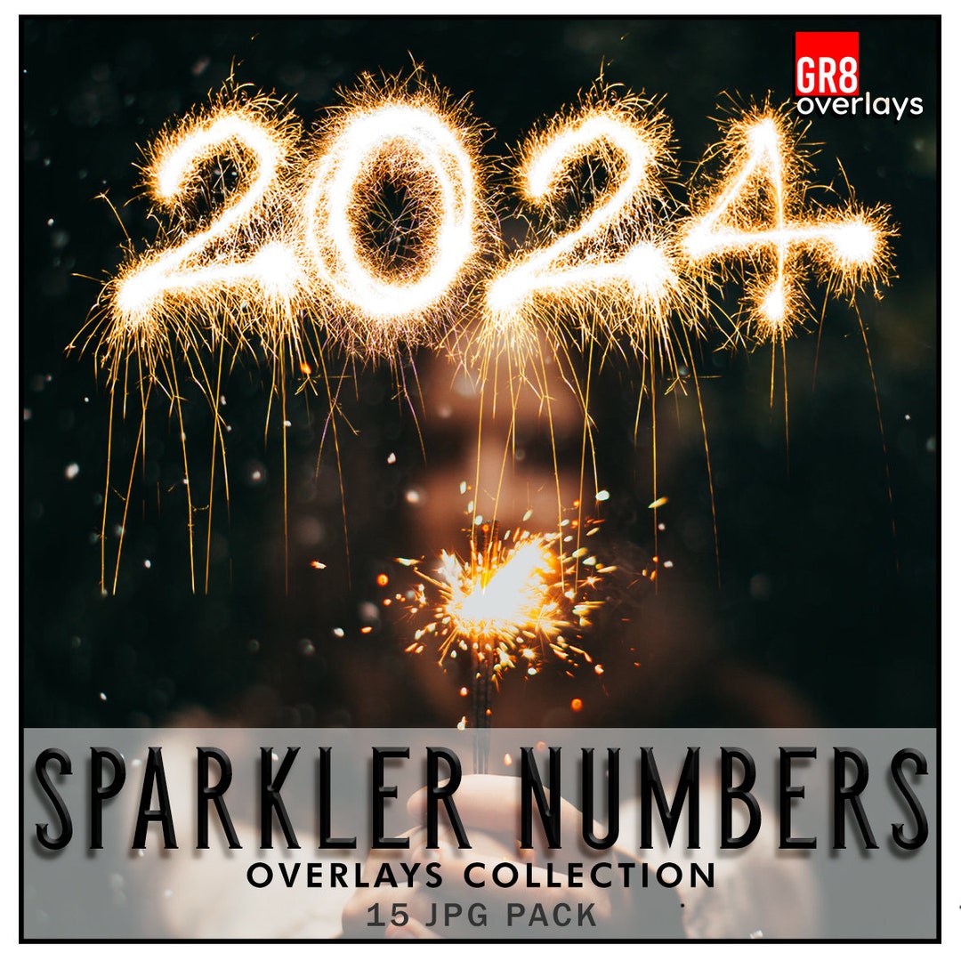 SPARKLERS NUMBERS OVERLAYS, Sparklers Overlays, Sparkler Overlay, Photo ...