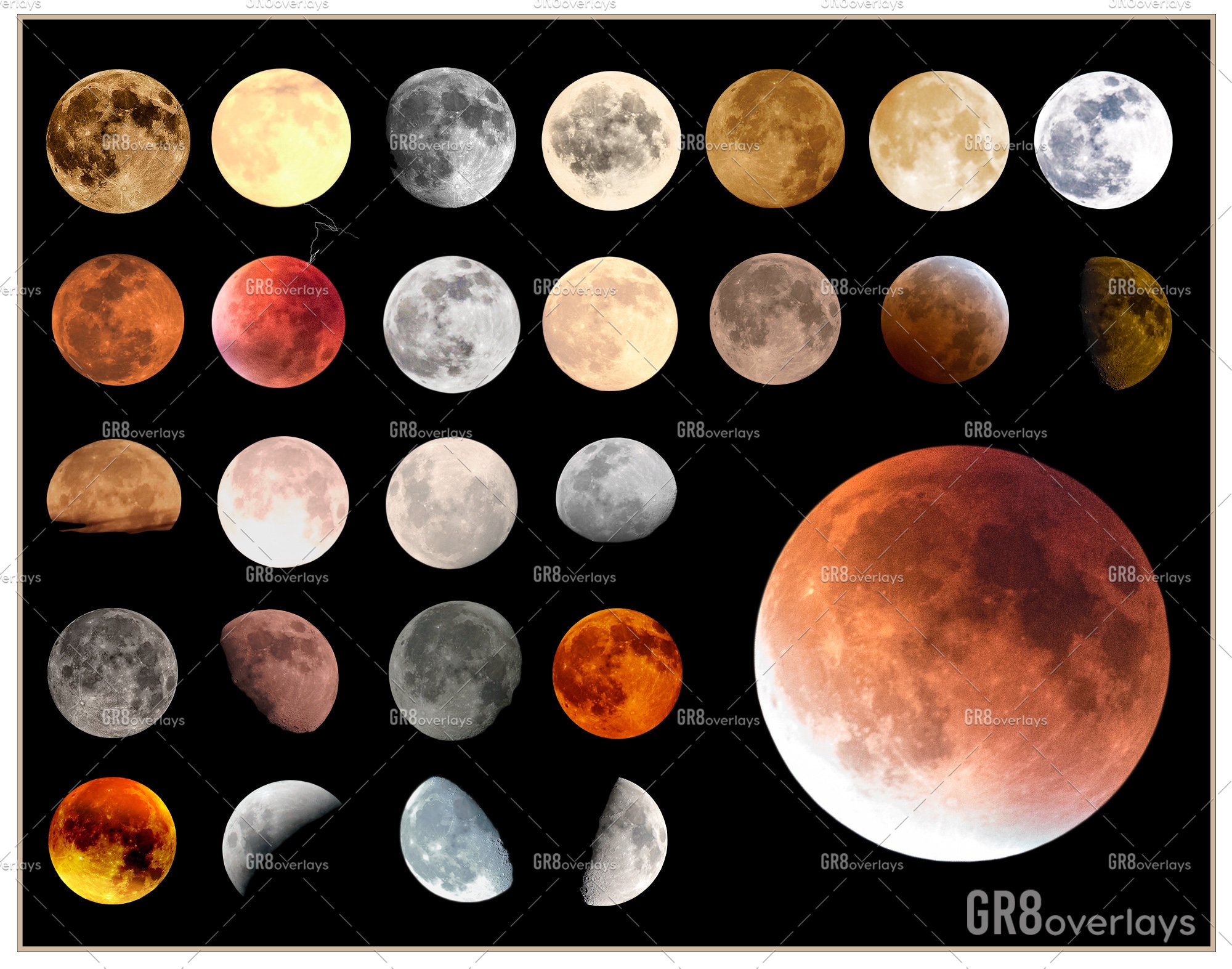 MOON OVERLAYS PNG Moon Moons Photoshop Overlays Photoshop - Etsy