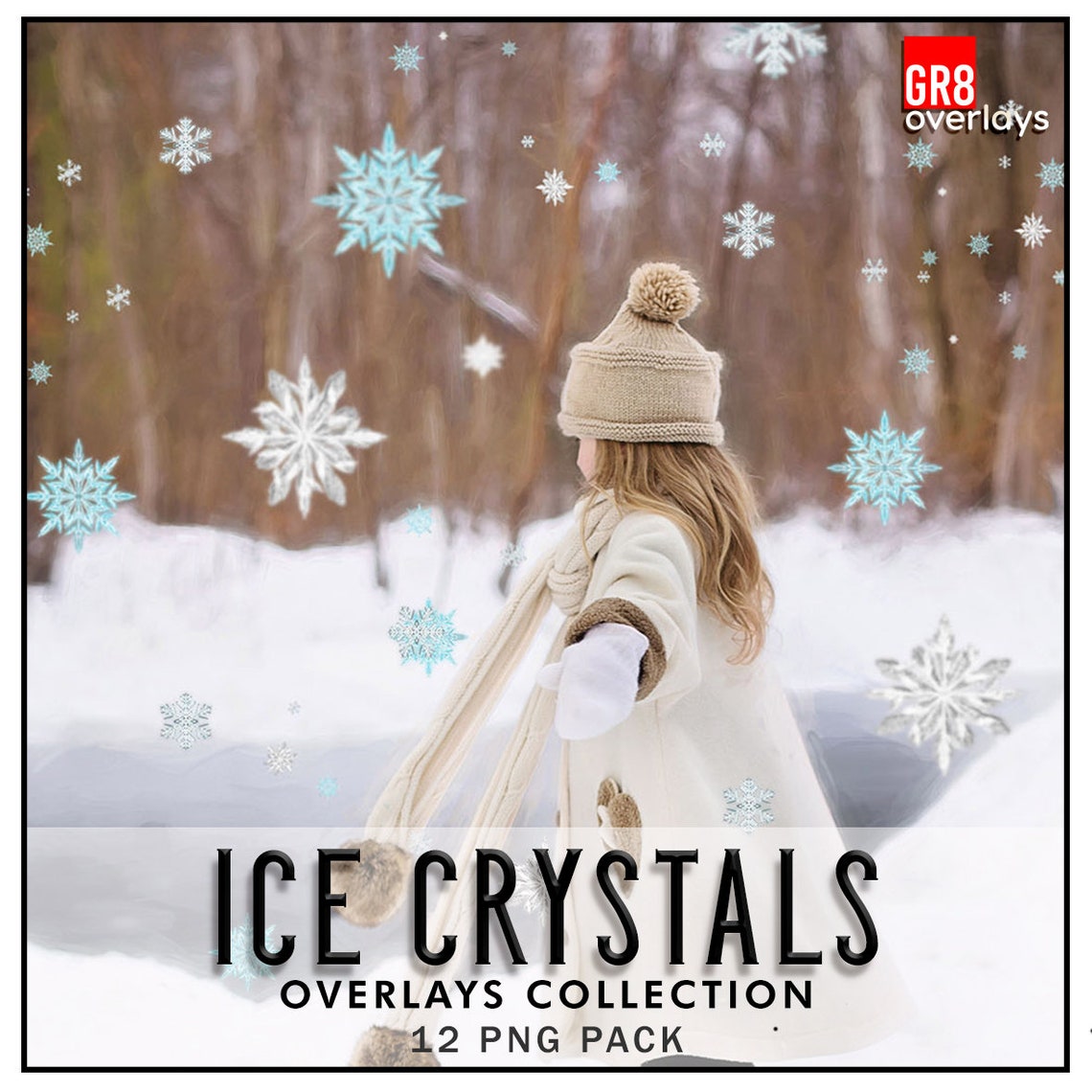 ICE CRYSTALS Overlays, PNG, Snow, Winter Overlays, Photoshop Overlays ...