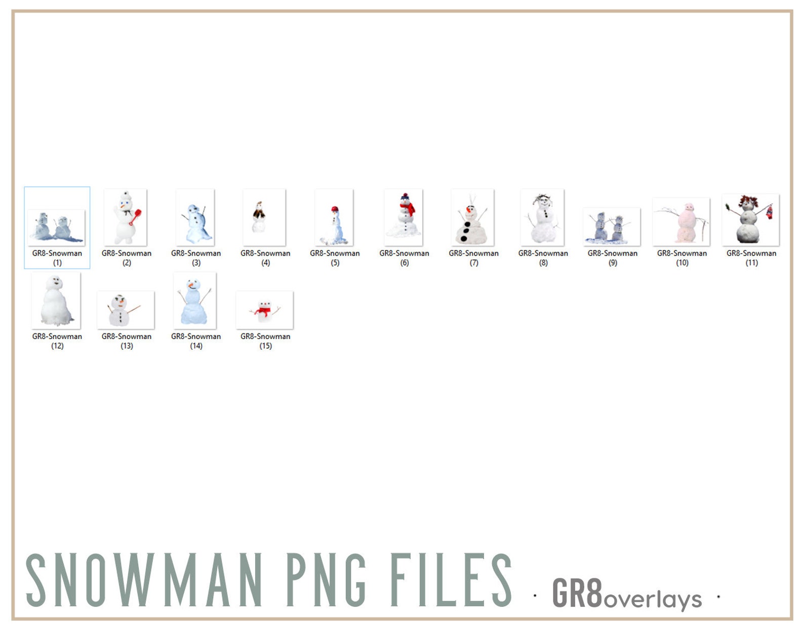 15 SNOWMAN Photoshop Overlays PNG Files Photo Overlays - Etsy