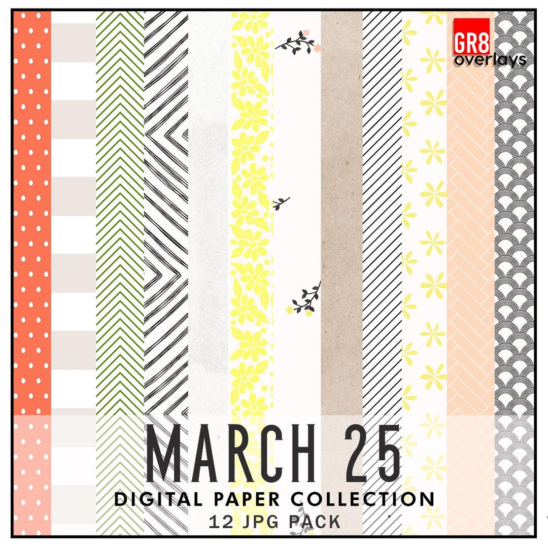 MARCH 25 Digital Paper, HD Patterns, Scrapbook, Background, Backdrop ...