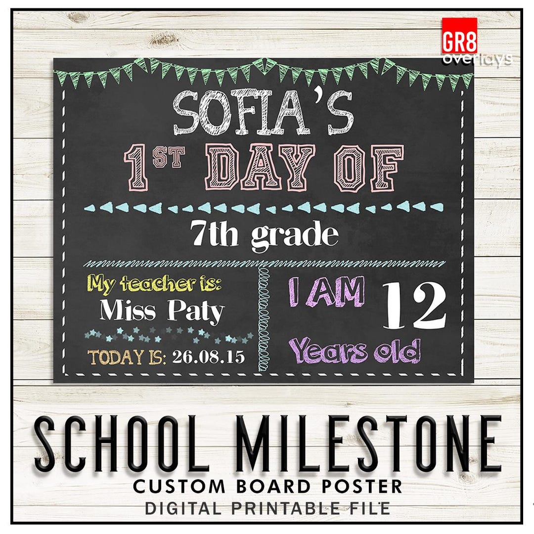 SCHOOL MILESTONE BOARD, Personalized Poster, Printable, Back to School ...