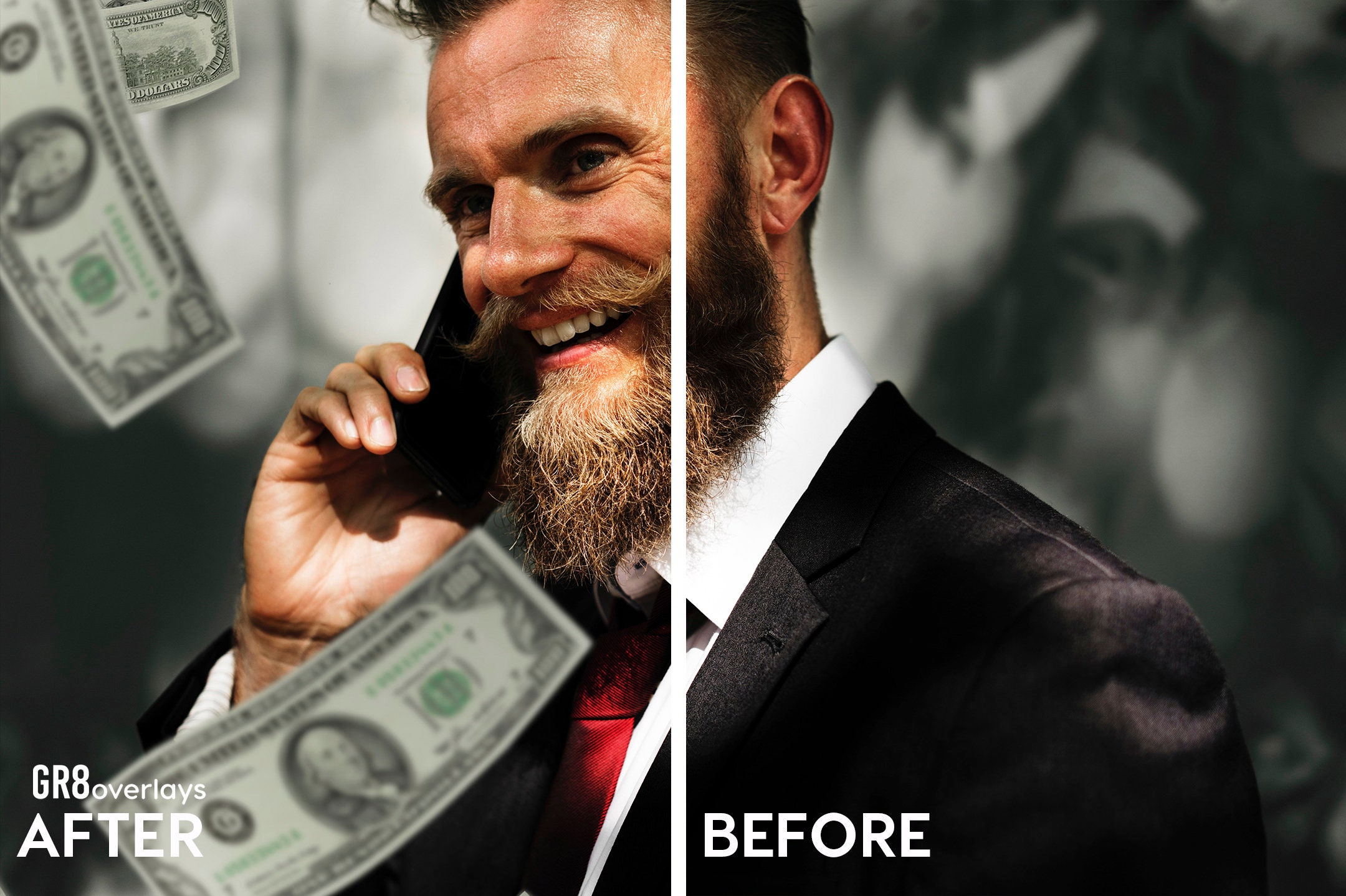 7 FALLING DOLLARS, Photoshop Overlays, PNG Files, Photo Overlays ...