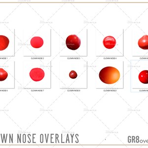 10 CLOWN NOSES Photoshop Overlays, PNG Files, Photo Overlays, Photoshop ...