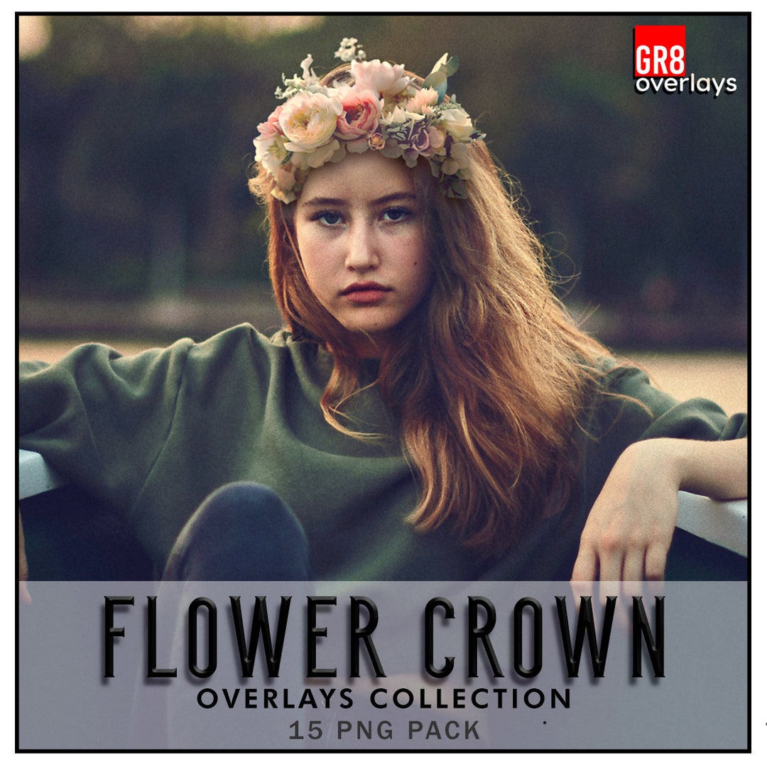 15 FLOWER CROWNS, Photoshop Overlays, PNG Files, Photo Overlays ...