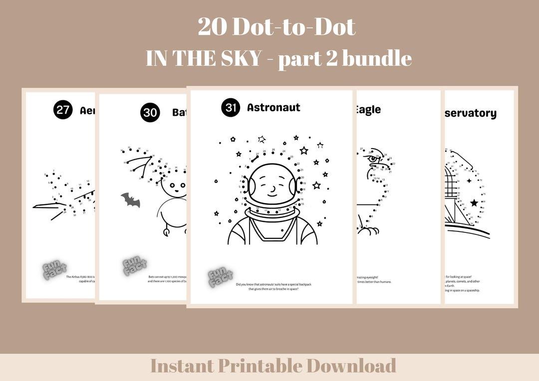In the Sky | Dot to Dot Bundle (20 Fun-filled Pages + Sky Facts ...