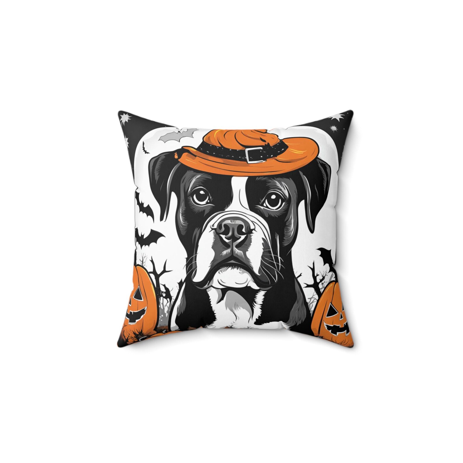 Black and White Boxer Halloween Night Throw Pillow - Etsy