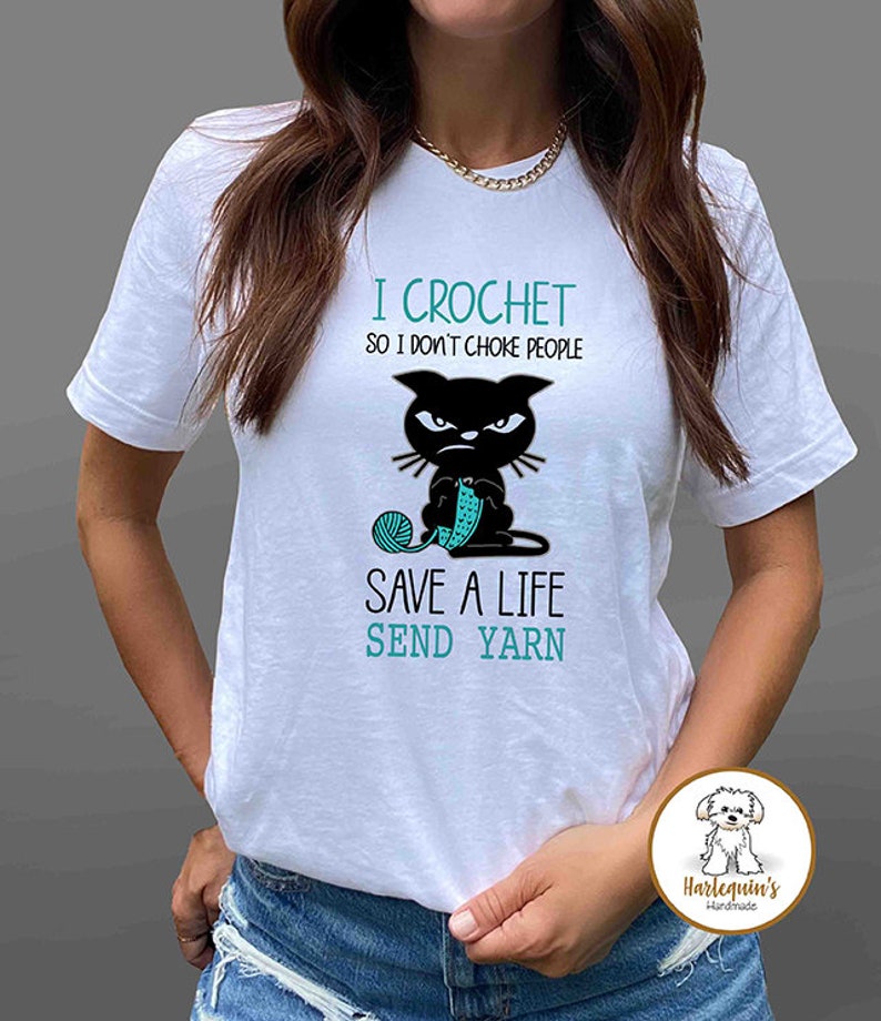 Cute Grumpy Cat Crochet T-shirt, Sarcastic Crochet T-shit, Crocheter ...