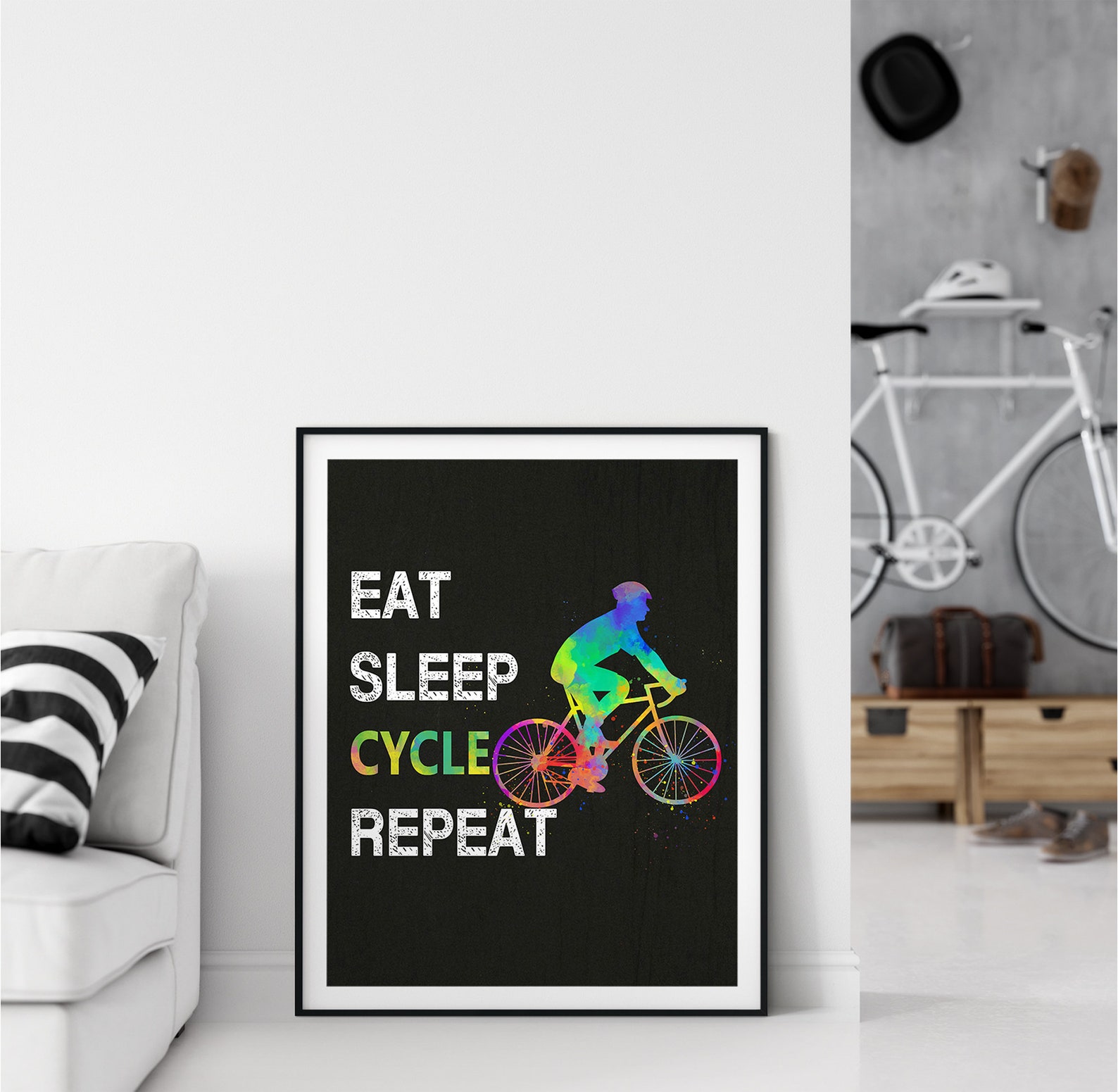 Eat Sleep Cycle Repeat Digital Download Poster Instant Print | Etsy