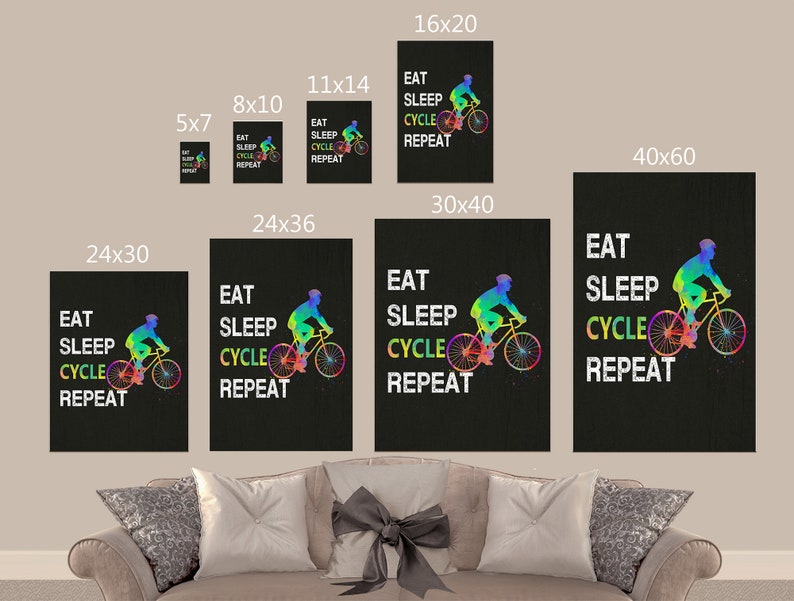 Eat Sleep Cycle Repeat Digital Download Poster Instant Print | Etsy
