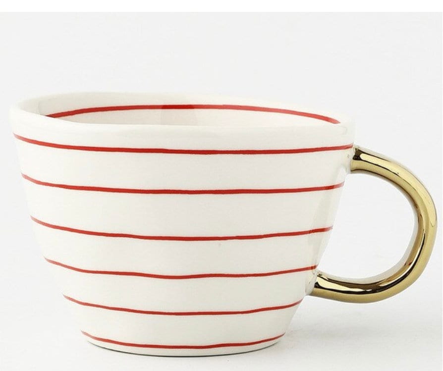 Mugs With Gold Handle Hand Painted Geometric Ceramic Handmade - Etsy