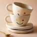 Handmade Smiling Smiley Face Ceramic Coffee Cup Season Holiday Teacup ...