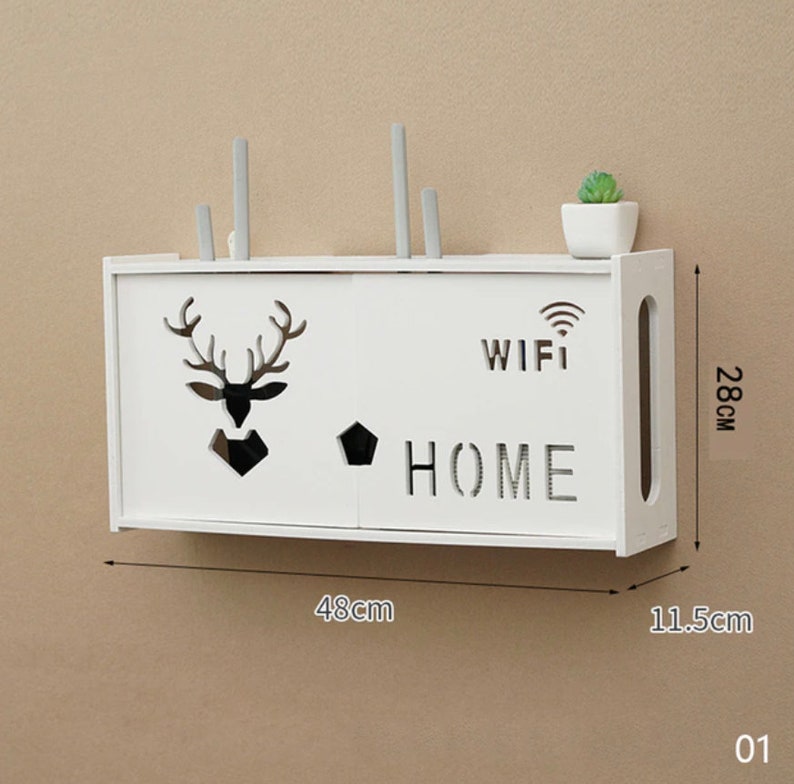 Wifi Router Box Wall Hanging Decor Decorative Wood Box Organize Home ...