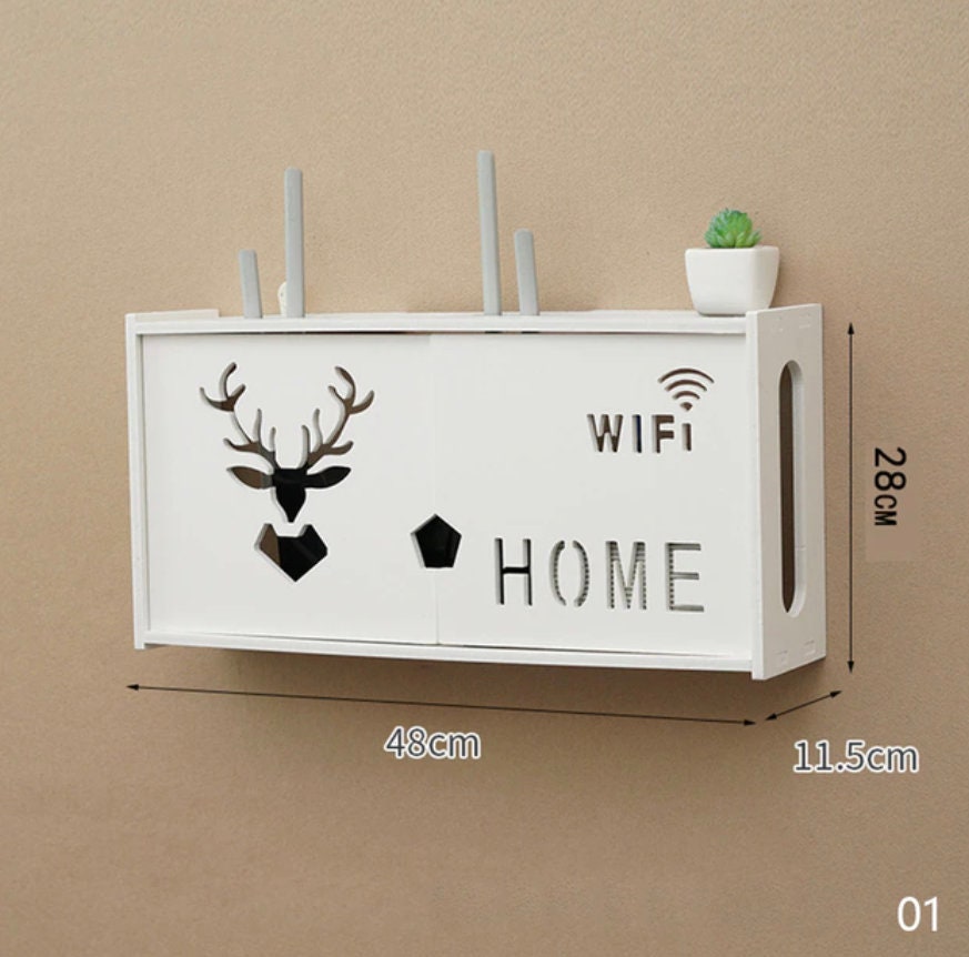 Wifi Router Box Wall Hanging Decor Decorative Wood Box Organize Home ...