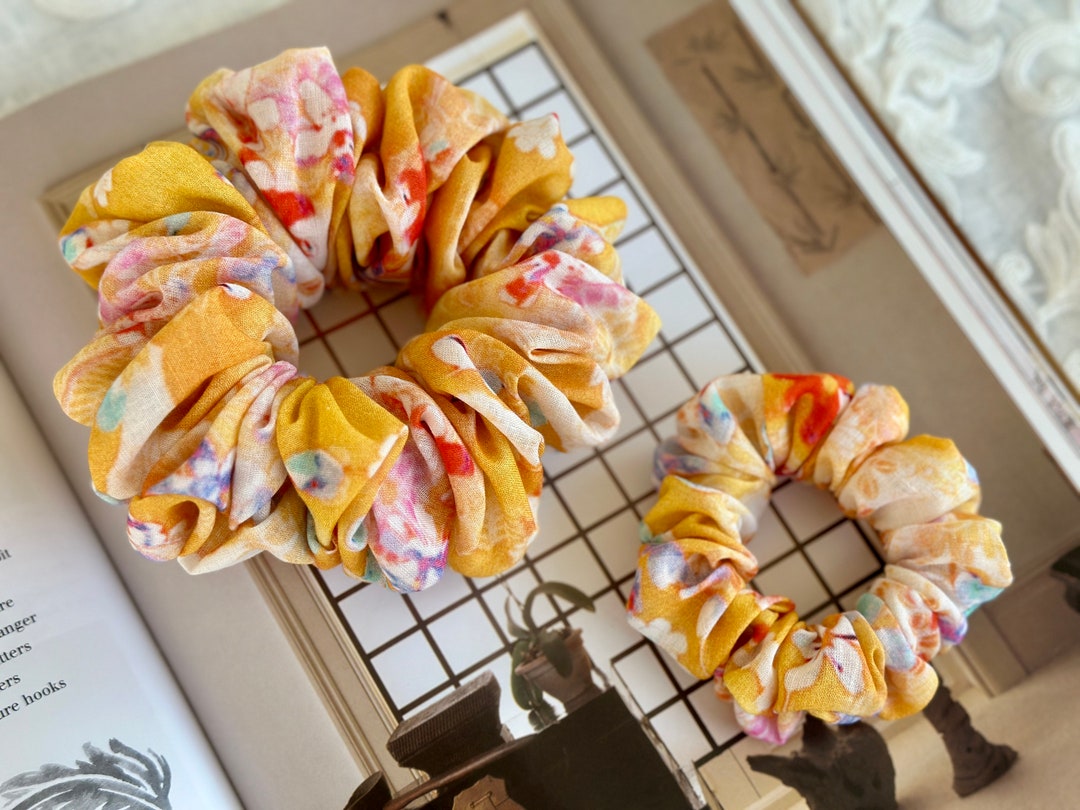 Tencel Ramie Yellow Scrunchies Giant Jumbo Skinny Thin Thick Hair Tie ...