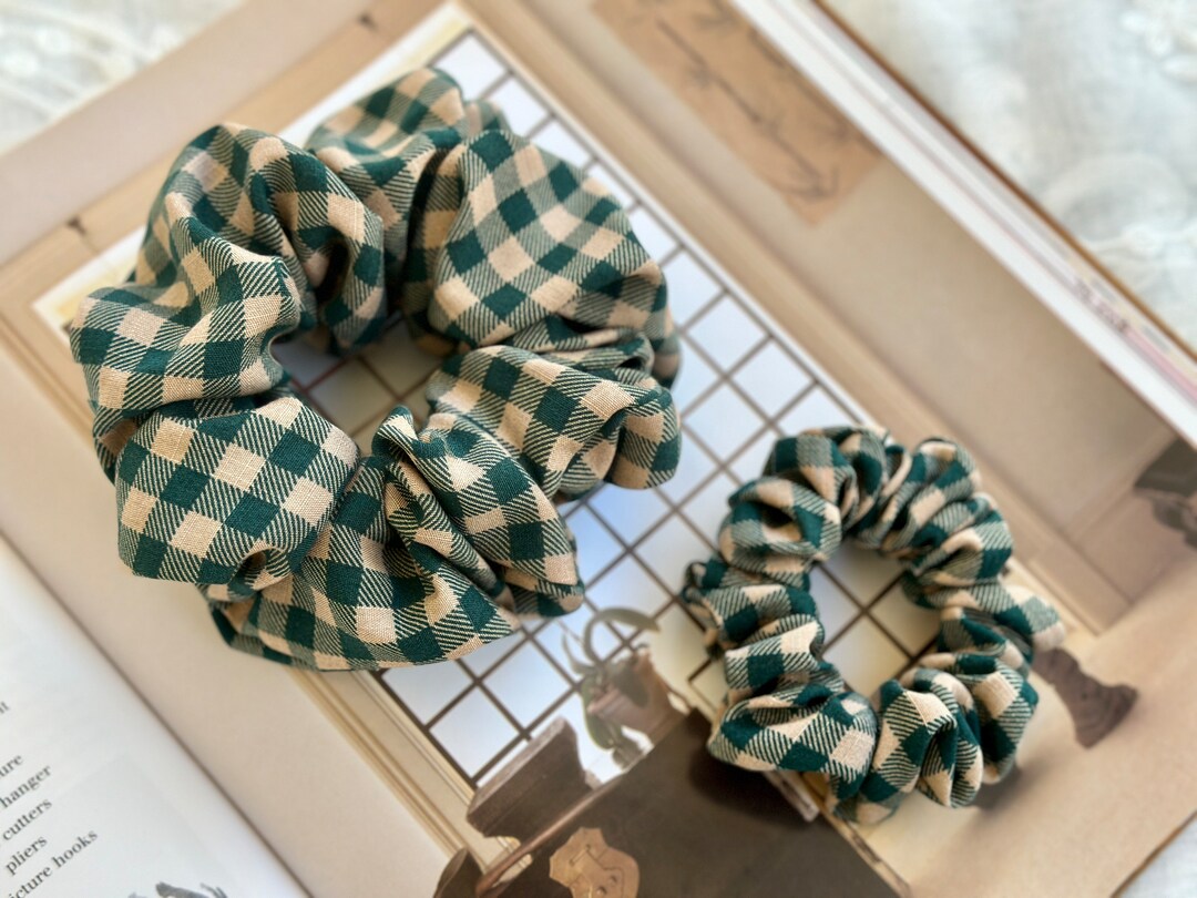 Green Plaid Scrunchies Giant Jumbo Skinny Thin Thick Hair Tie Gift for ...
