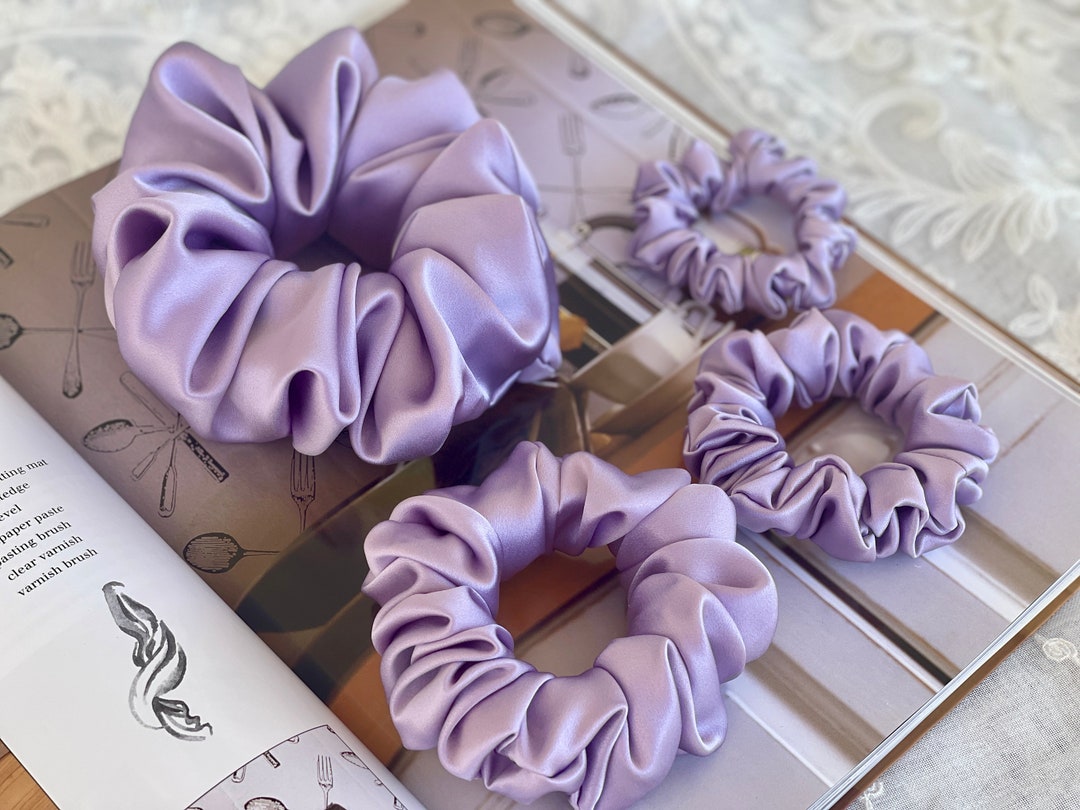 Lavender Silk Scrunchie: 30 Momme Mulberry Satin Hair Tie - Etsy