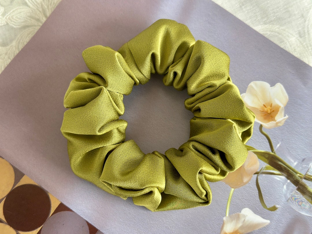 Regular Light Mustard Green Nylon Scrunchies Elastic Hair Tie Normal Skinny Scrunchies - Etsy
