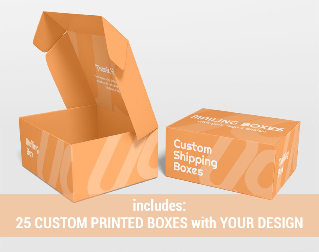 Custom Printed Shipping Boxes | Pack of 25 | Vibrant Logo & Artwork ...