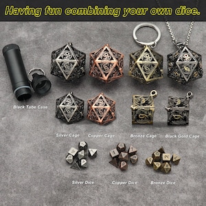 D20 Dice Cage Necklace: Metal DND Dice Pendant, TTRPG Gift - Etsy