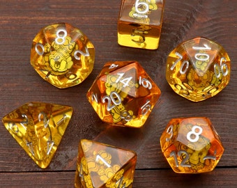 Hello Bees 7 Pcs Polyhedral Resin Dice Set, Dungeons and Dragons ...