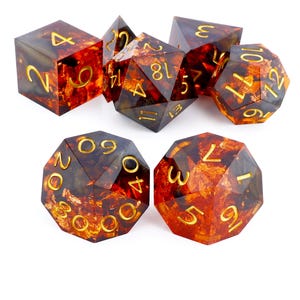 Handmade Lava Dice Set: Sharp Edge Resin Dice for DND - Etsy
