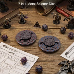 Metal Spinner Dice: 7-in-1 Fidget DND Dice Set Wizard Rogue Fight Gamer ...