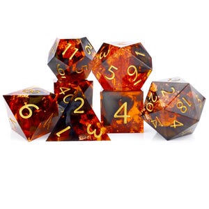 Handmade Lava Dice Set: Sharp Edge Resin Dice for DND - Etsy