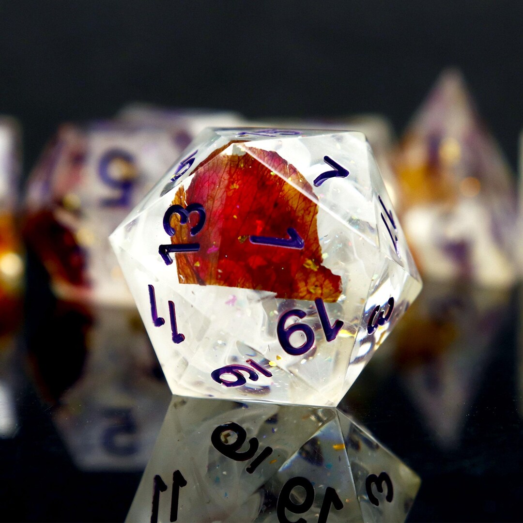 Handmade Sharp Edge Red Rose Dice Set: DND Polyhedral Dice - Etsy