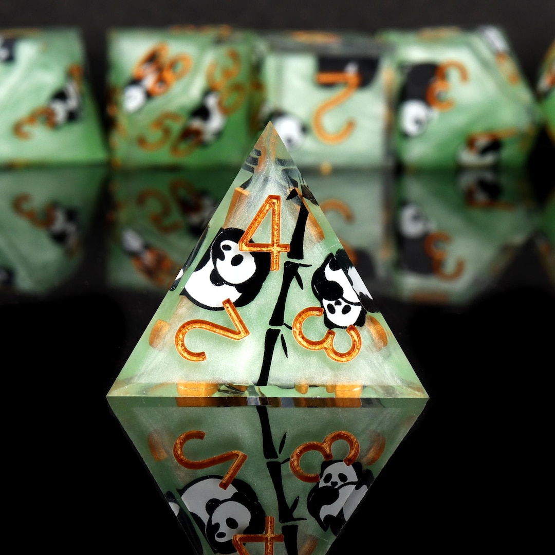 Handmade Panda Resin Dice Set: Sharp Edge Polyhedral RPG DND Dice - Etsy