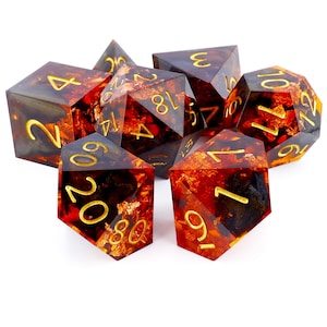 Handmade Lava Dice Set: Sharp Edge Resin Dice for DND - Etsy