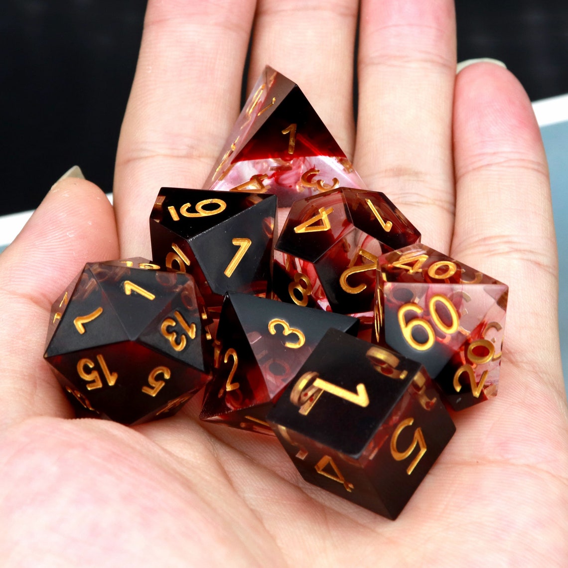 Handmade Sharp Edge Dice Blood Swirl Red Clear Resin - Etsy