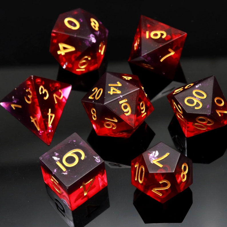 Handmade Sharp Edge Dice Red Black Resin Polyhedral RPG Dice - Etsy