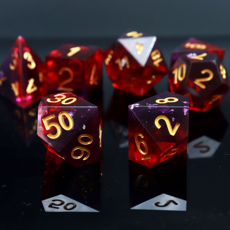 Handmade Sharp Edge Dice Red Black Resin Polyhedral RPG Dice - Etsy